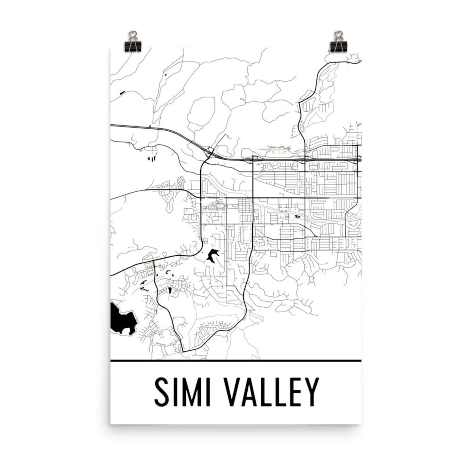 Simi Valley Map, Simi Valley Art, Simi Valley Print, Simi Valley CA ...