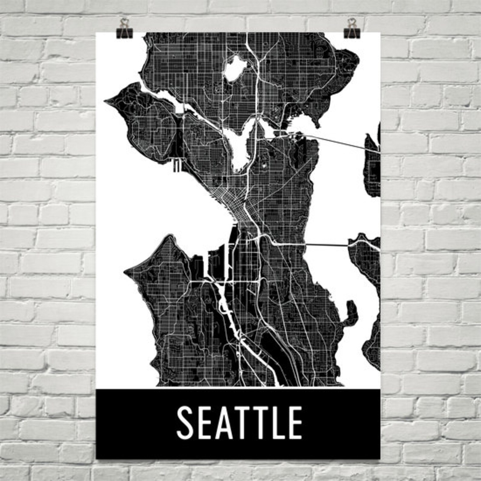 Seattle Map Seattle Art Seattle Print Seattle WA Art | Etsy