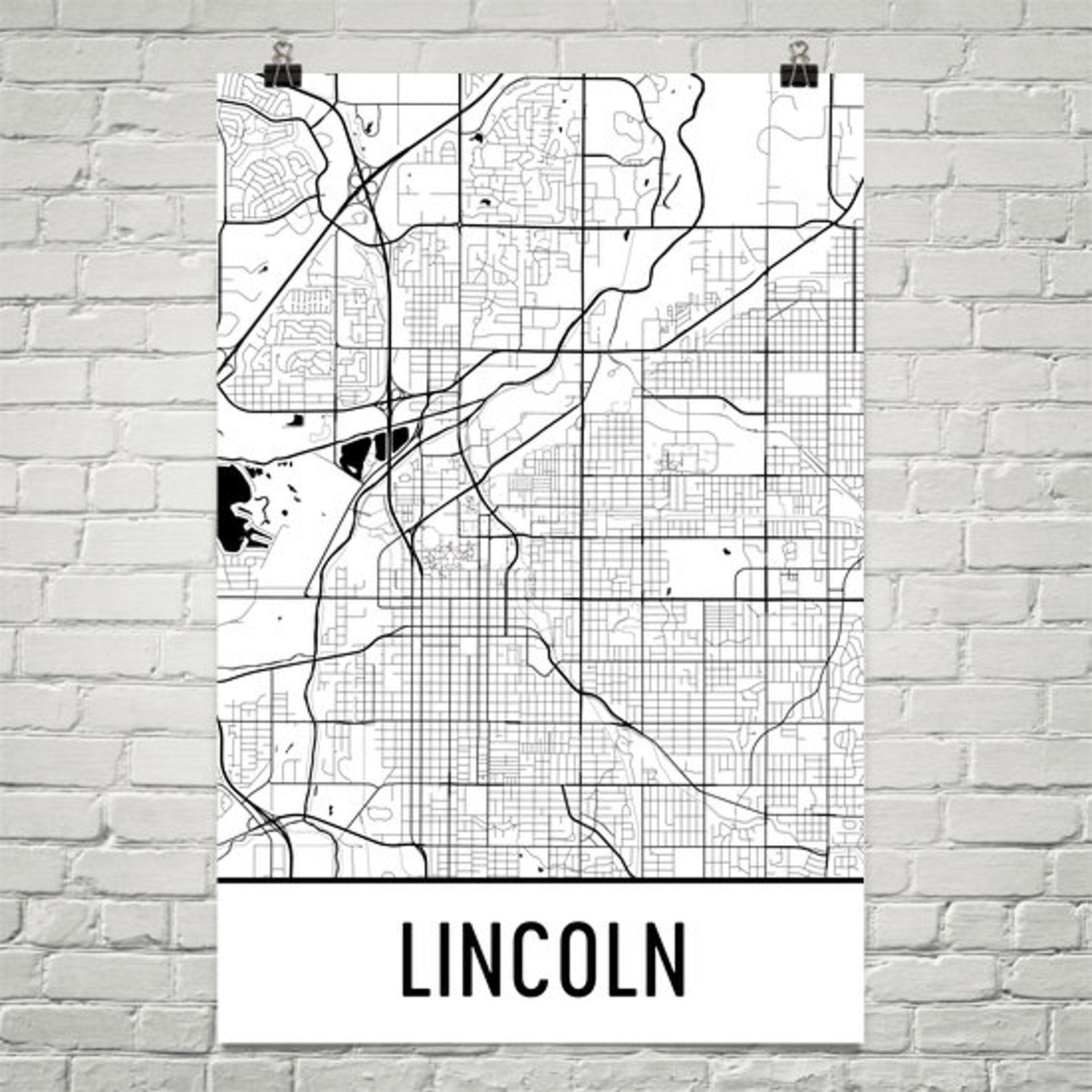 Lincoln Map Lincoln Art Lincoln Print Lincoln NE Poster - Etsy