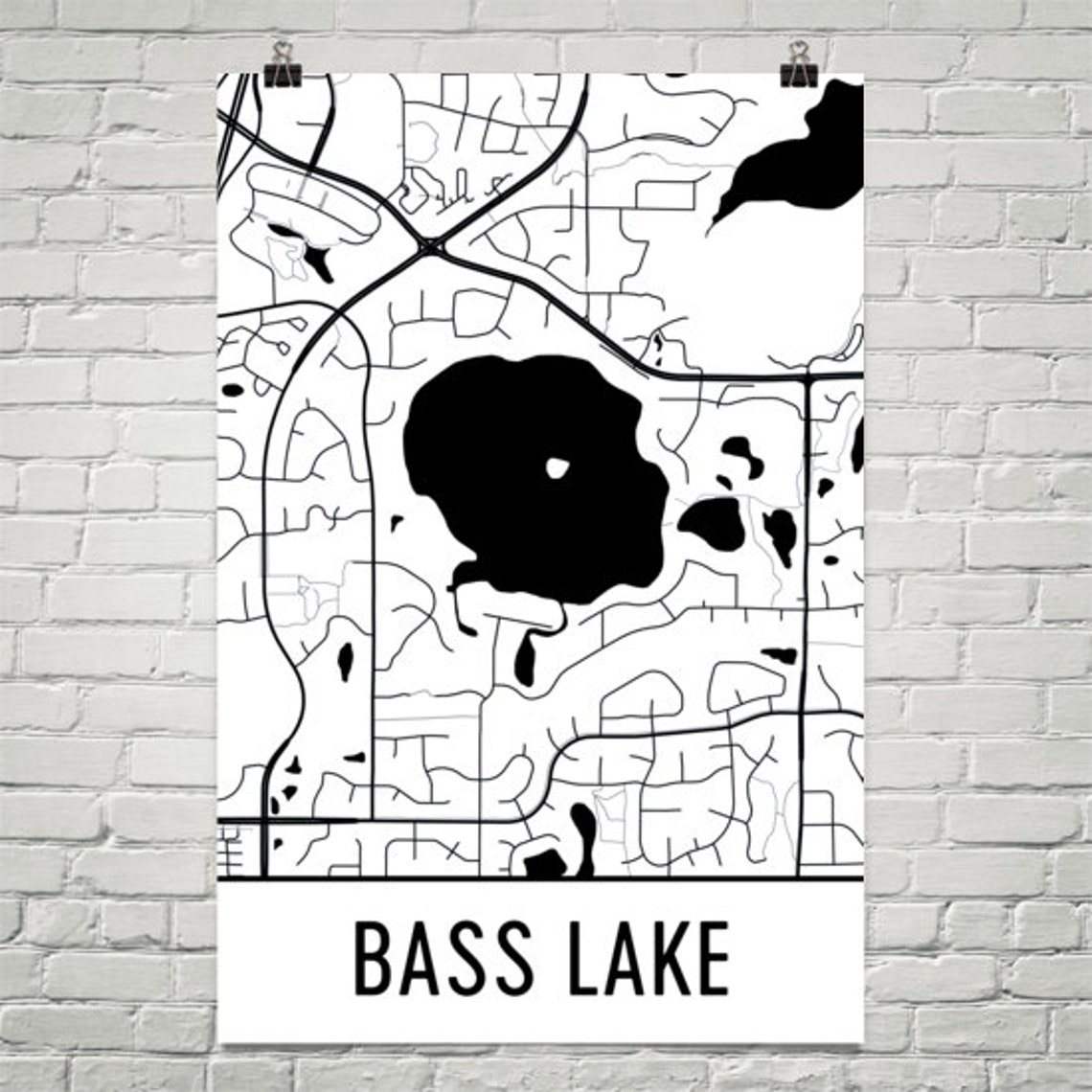 Bass Lake Minnesota Bass Lake Map Minnestora Lakes Map Lake | Etsy