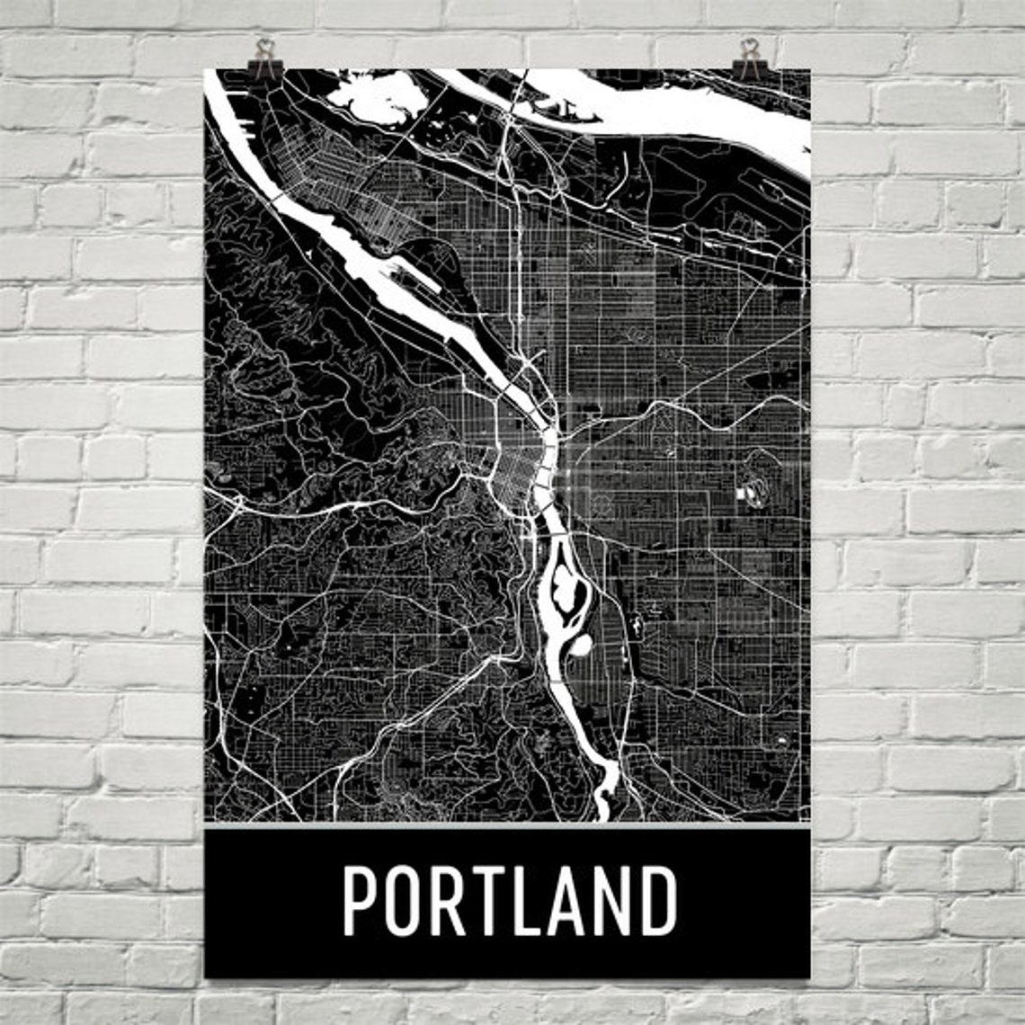 Portland Map Portland Art Portland OR Portland Oregon - Etsy