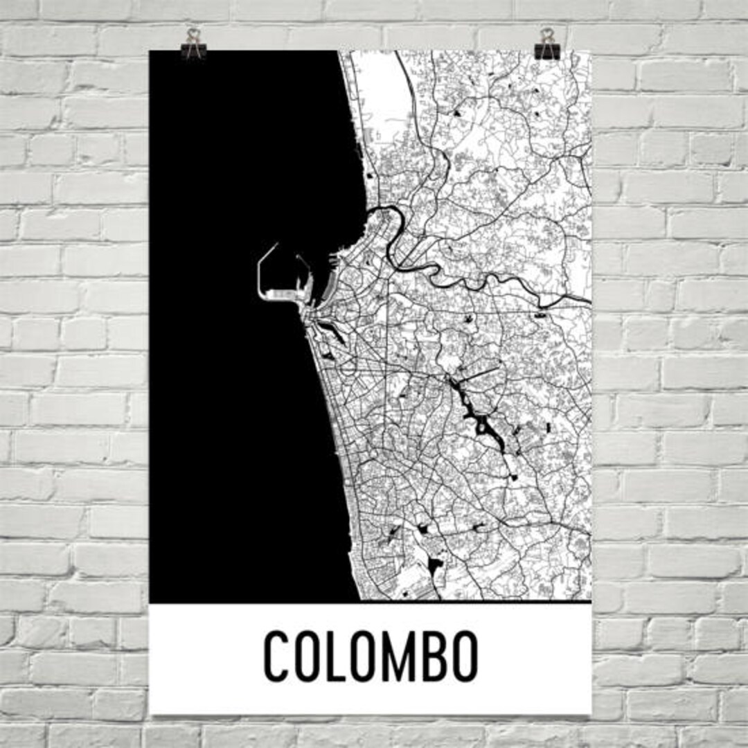 Colombo Map, Colombo Art, Colombo Print, Colombo Sri Lanka Poster ...