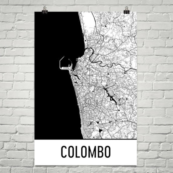 Colombo Map Colombo Art Colombo Print Colombo Sri Lanka | Etsy