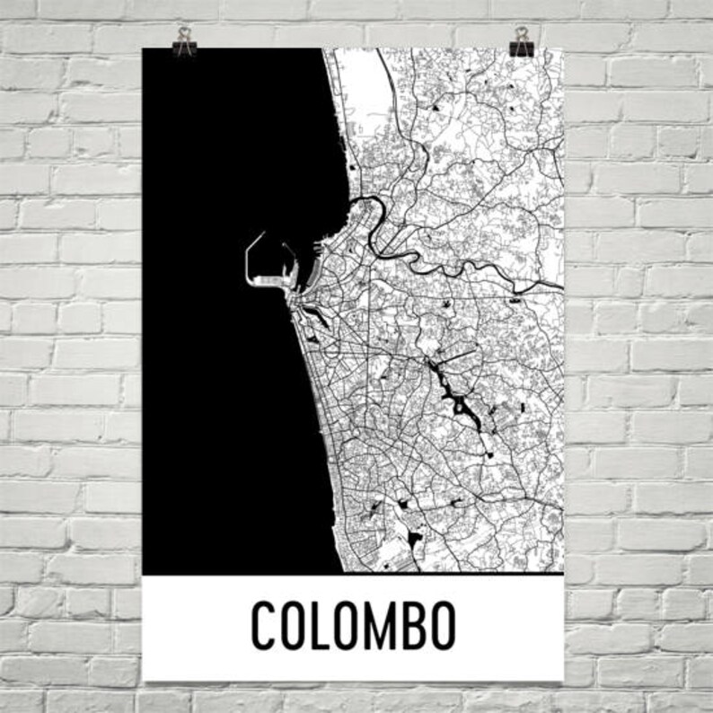 Colombo Map Colombo Art Colombo Print Colombo Sri Lanka | Etsy