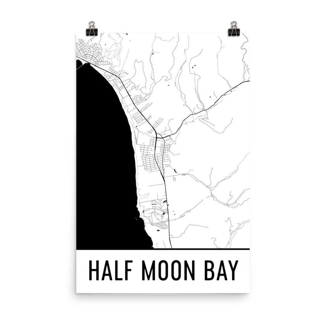 Half Moon Bay CA Map, Half Moon Bay Art, Half Moon Bay Print, Half Moon ...