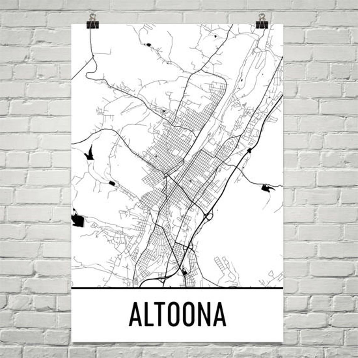 Altoona Map Altoona Art Altoona Print Altoona PA Poster | Etsy