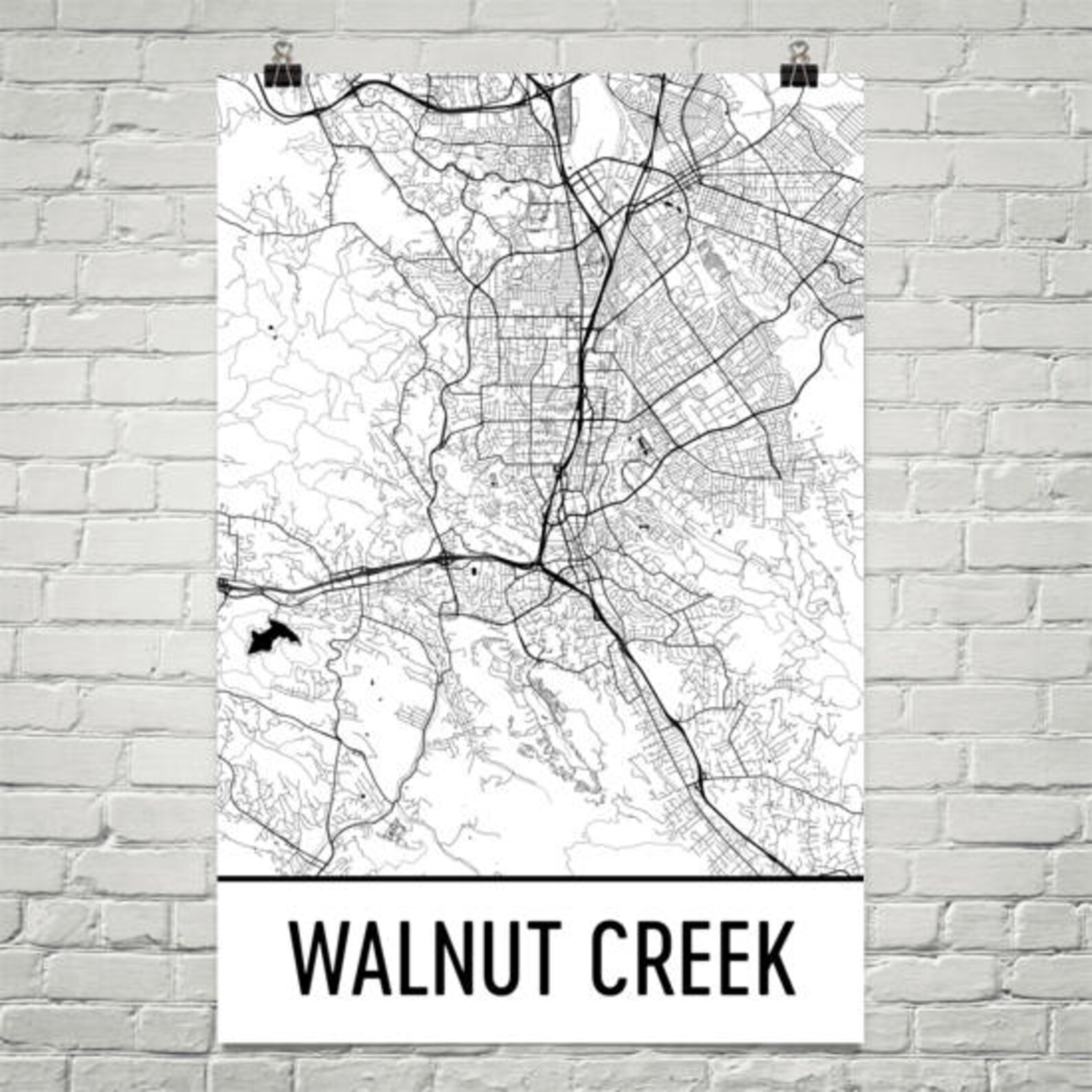 Walnut Creek CA Map Walnut Creek Art Walnut Creek Print - Etsy