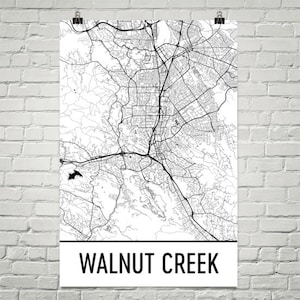 Walnut Creek CA Map, Walnut Creek Art, Walnut Creek Print, Walnut Creek ...