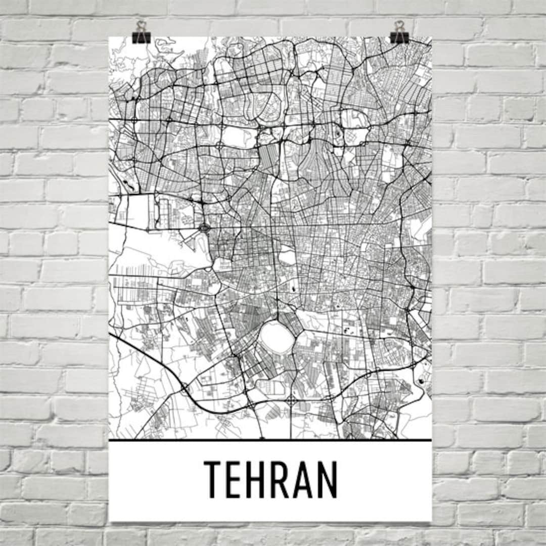 Tehran Map, Tehran Art, Tehran Print, Tehran Iran Poster, Tehran Wall ...