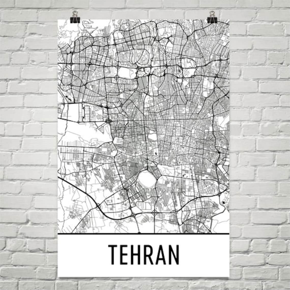 Tehran Map Tehran Art Tehran Print Tehran Iran Poster | Etsy