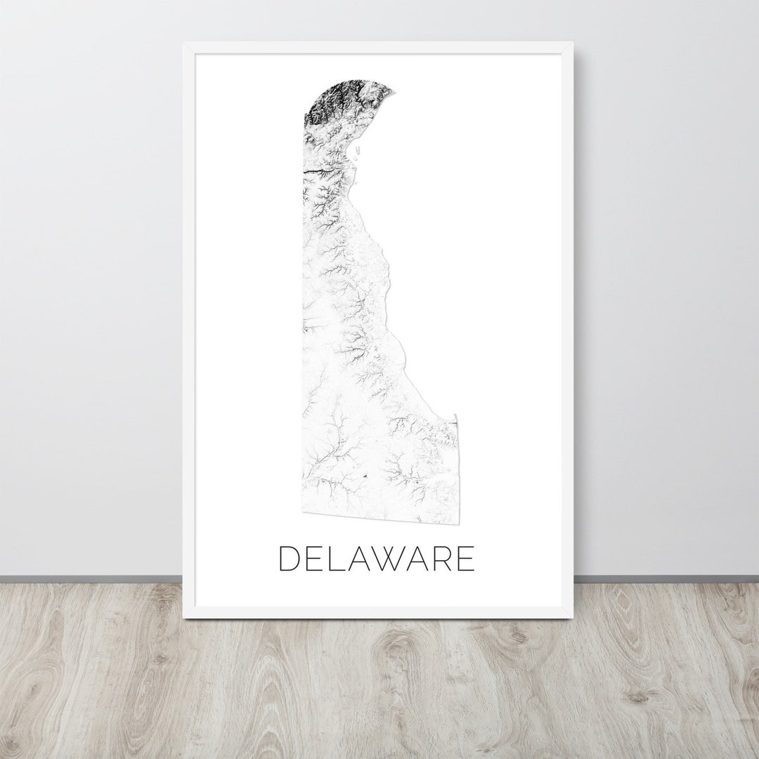 Delaware Topographic Map, Map of Delaware, DE Map, Delaware Decor ...