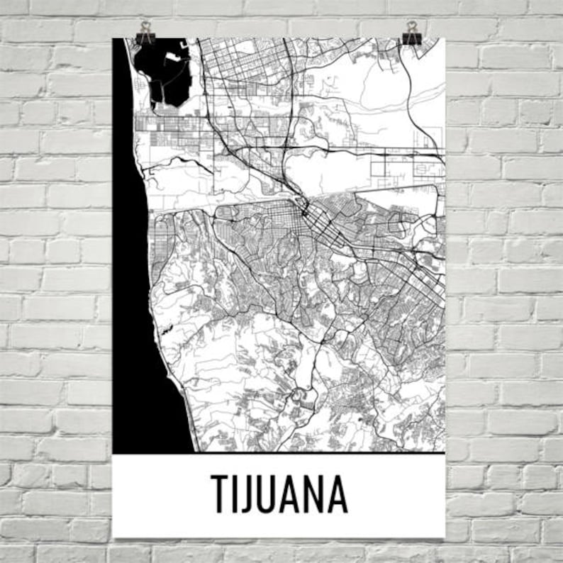 Mapa de Tijuana Tijuana arte impresión de Tijuana cartel de - Etsy España