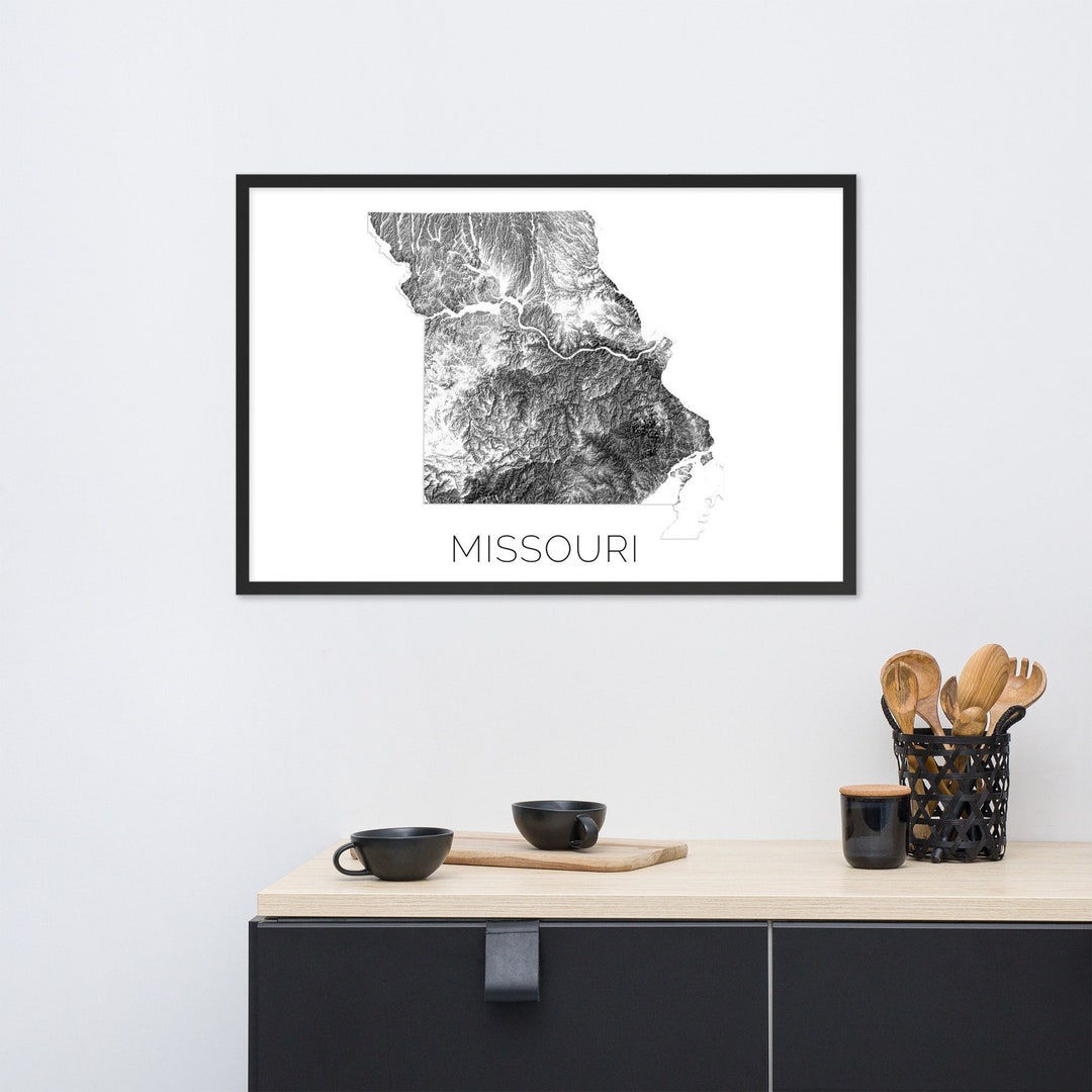 Missouri Topographic Map, Map of Missouri, MO Map, Missouri Decor ...
