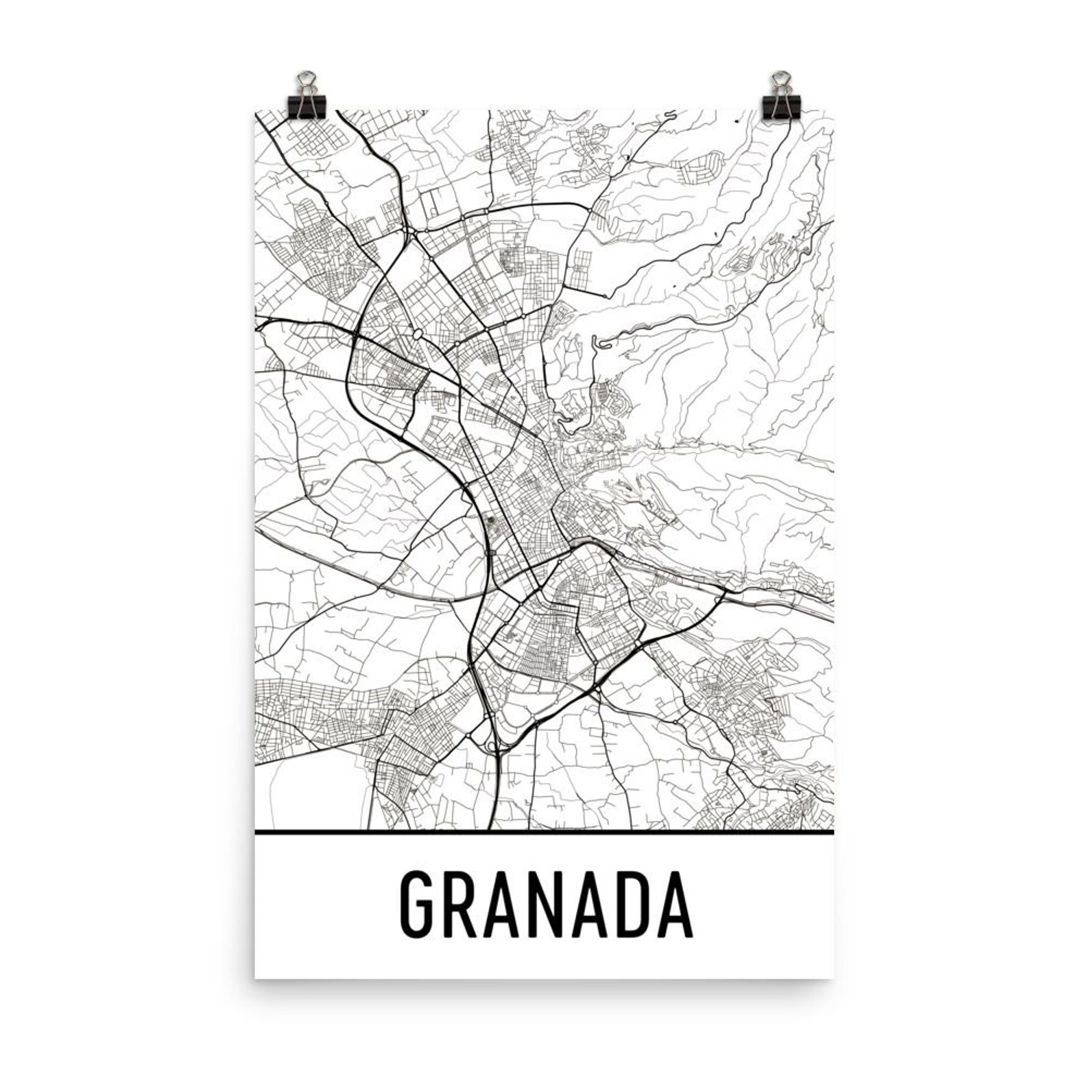 Granada Map Granada Art Granada Print Granada Spain Poster | Etsy
