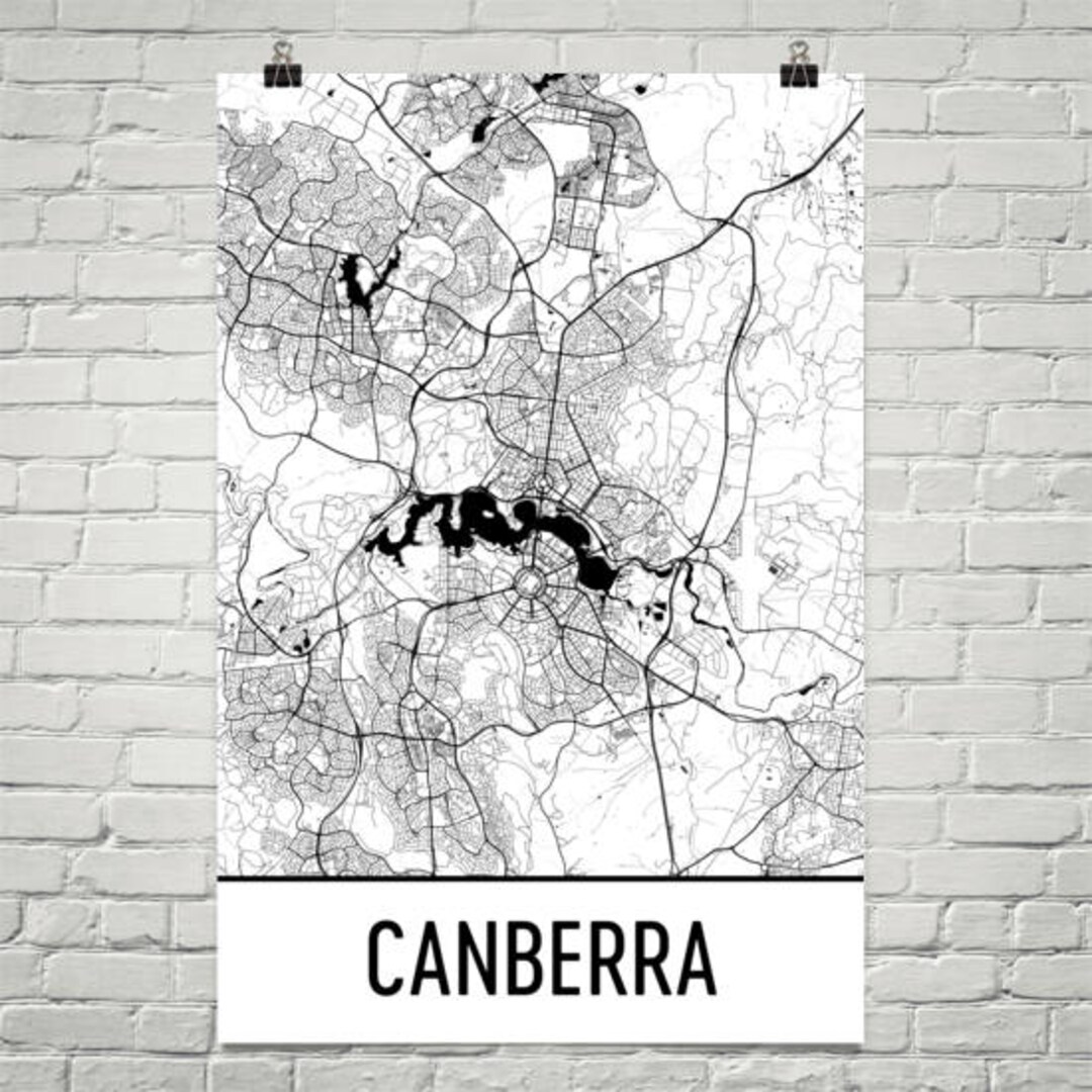 Canberra Australia Map Art Print, City Street Poster - Etsy