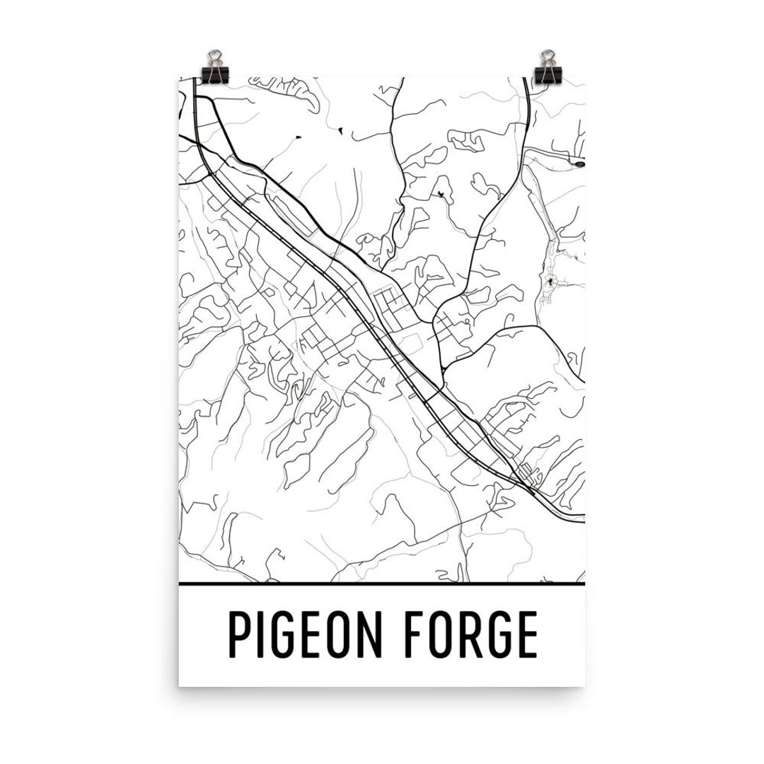 Pigeon Forge Map, Pigeon Forge Art, Pigeon Forge Print, Pigeon Forge TN ...