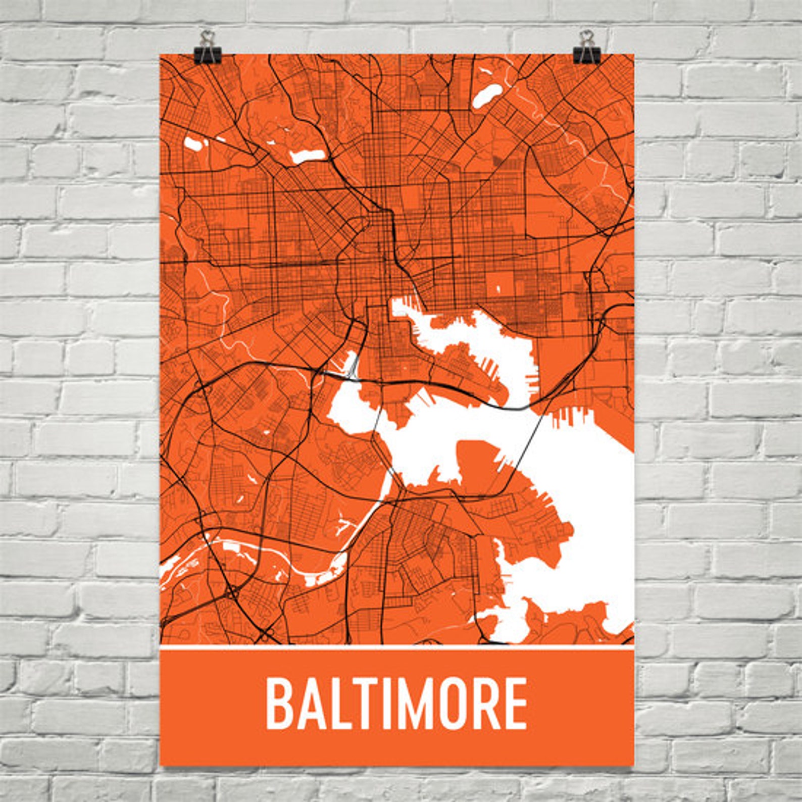 Baltimore Map Baltimore Art Baltimore MD Art Poster | Etsy