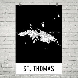 St. Thomas Map, St. Thomas Art, St. Thomas Print, St. Thomas Poster, St ...