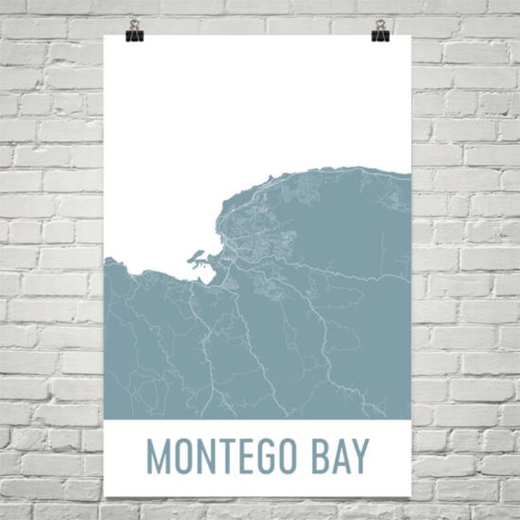 Montego Bay Map Montego Bay Art Montego Bay Print Montego | Etsy