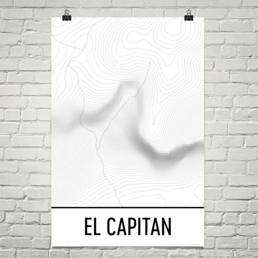 El Capitan Print, Yosemite Poster, El Capitan Topographic Map, Yosemite ...