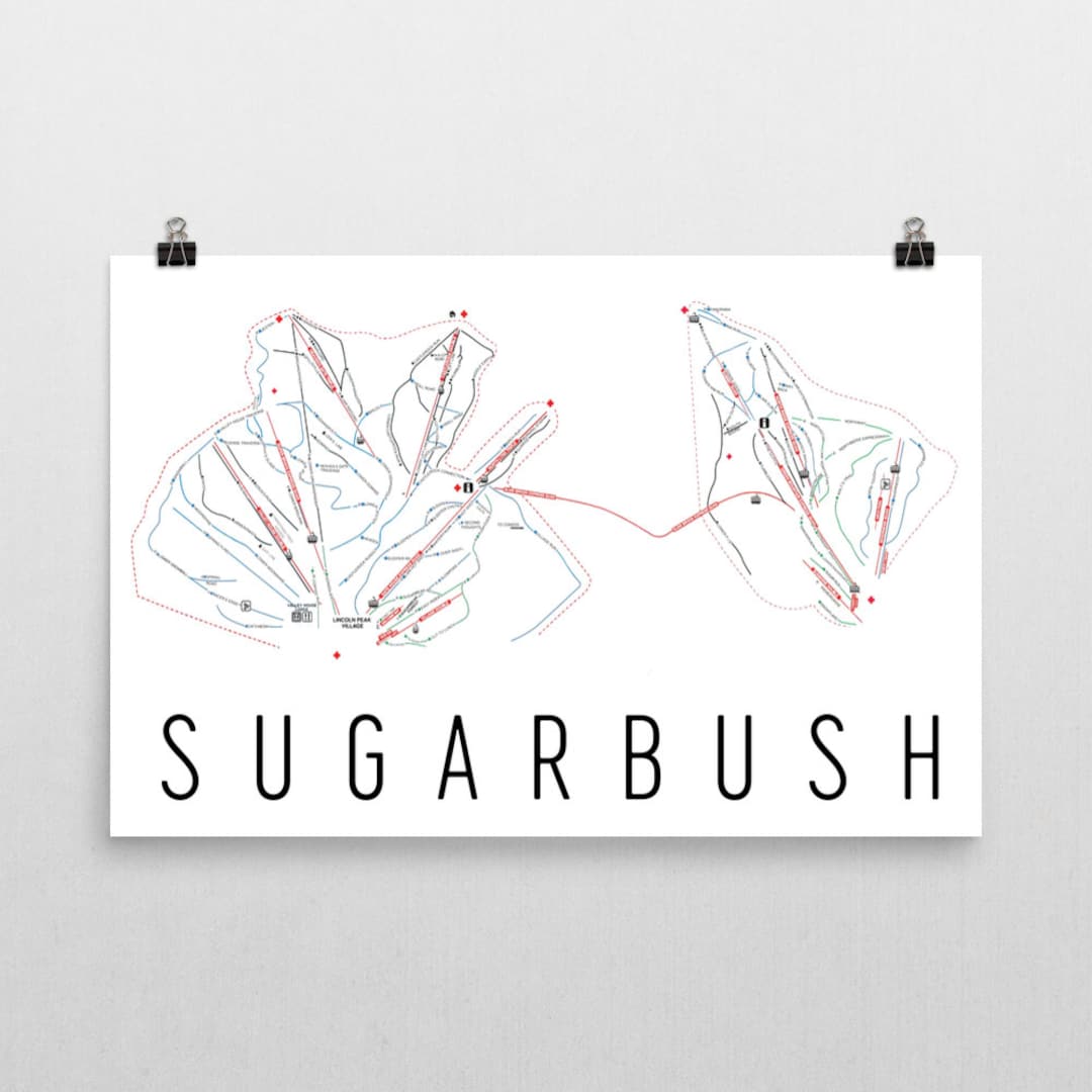 Sugarbush Ski Map Art, Sugarbush Vermont, Ski Vermont, Sugarbush Trail ...