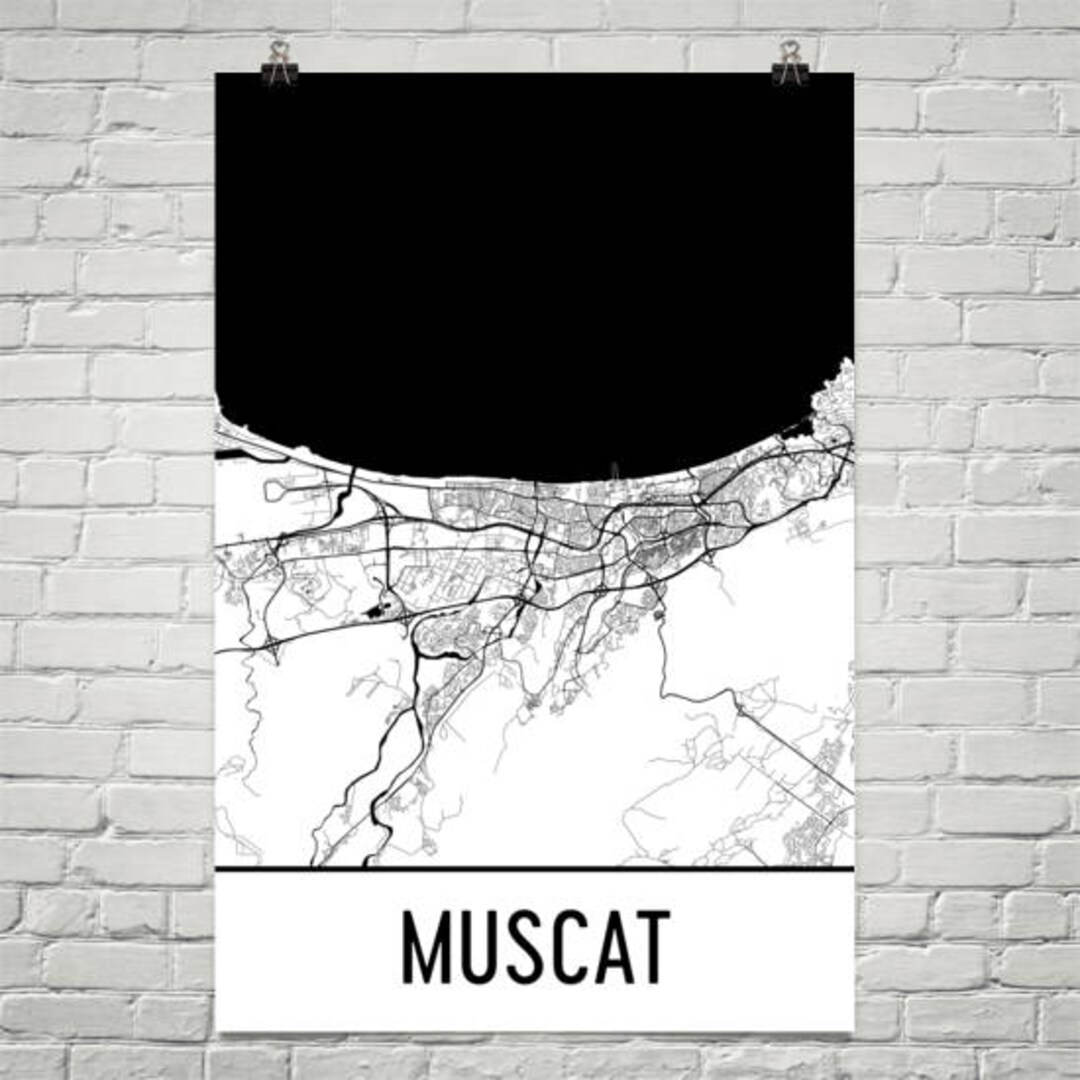Muscat Map, Muscat Art, Muscat Print, Muscat Poster, Muscat Wall Art ...