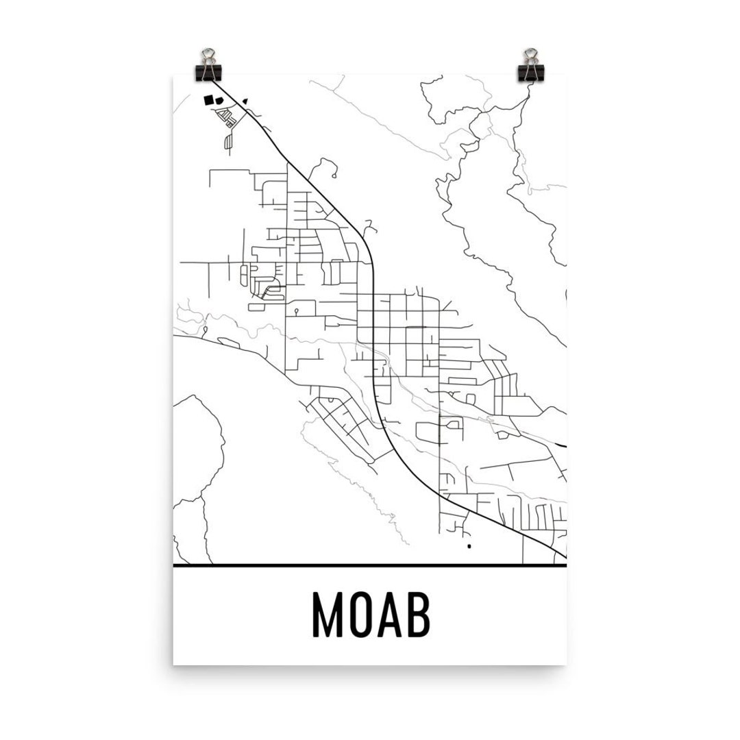 Moab Map, Moab Art, Moab Print, Moab Utah Poster, Moab UT, Moab Wall ...