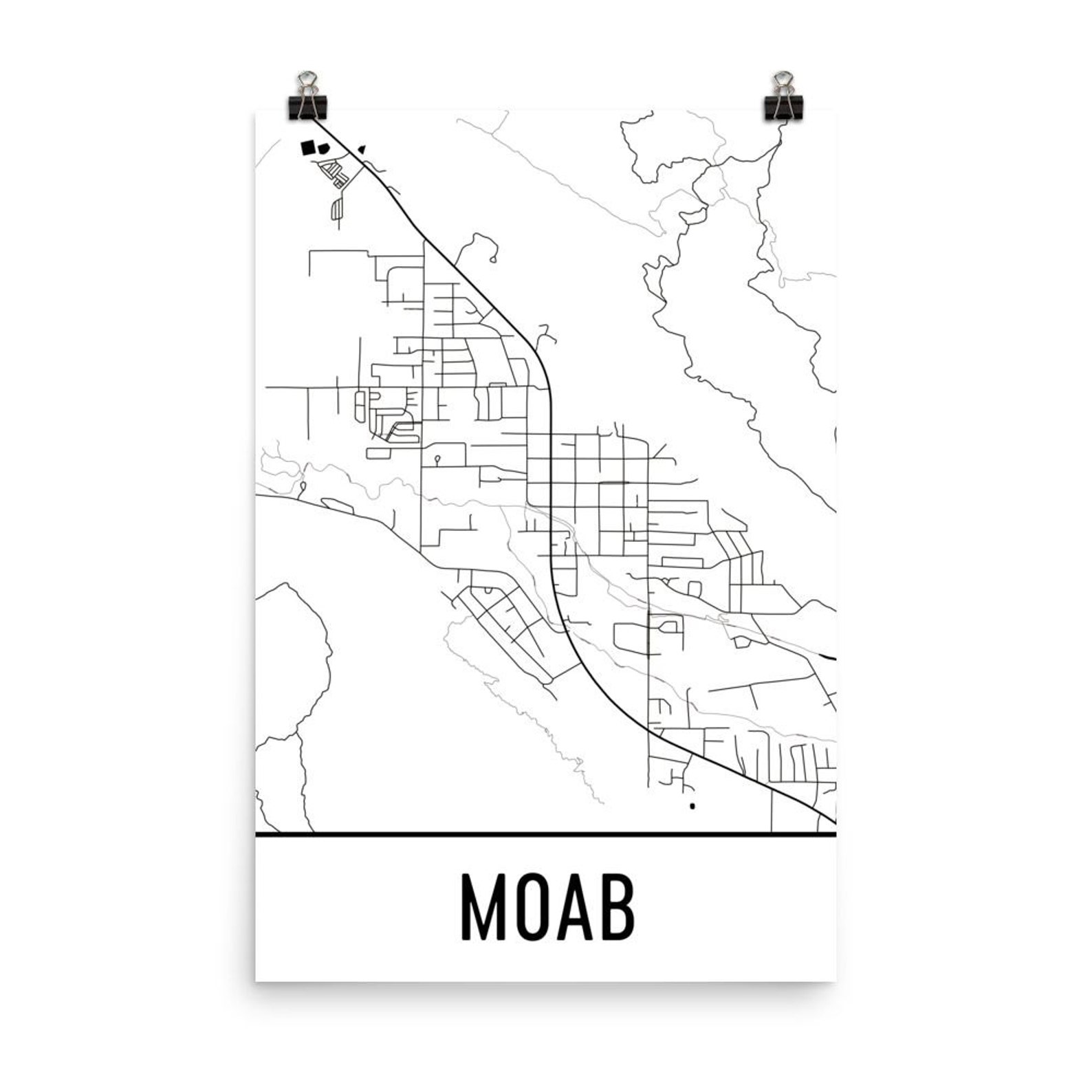 Moab Map Moab Art Moab Print Moab Utah Poster Moab UT - Etsy