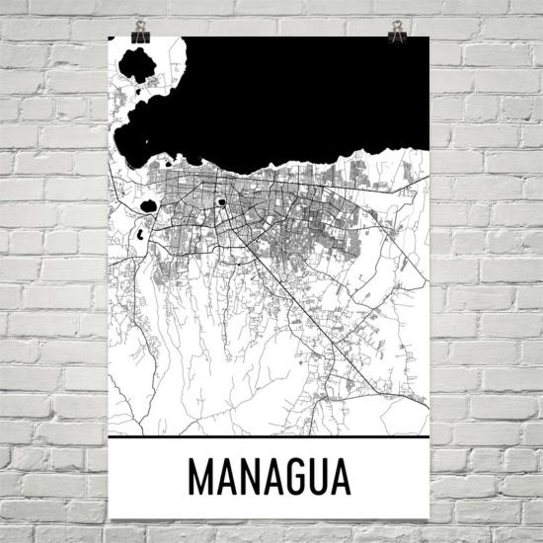 Managua Map, Managua Art, Managua Print, Managua Nicaragua Poster ...