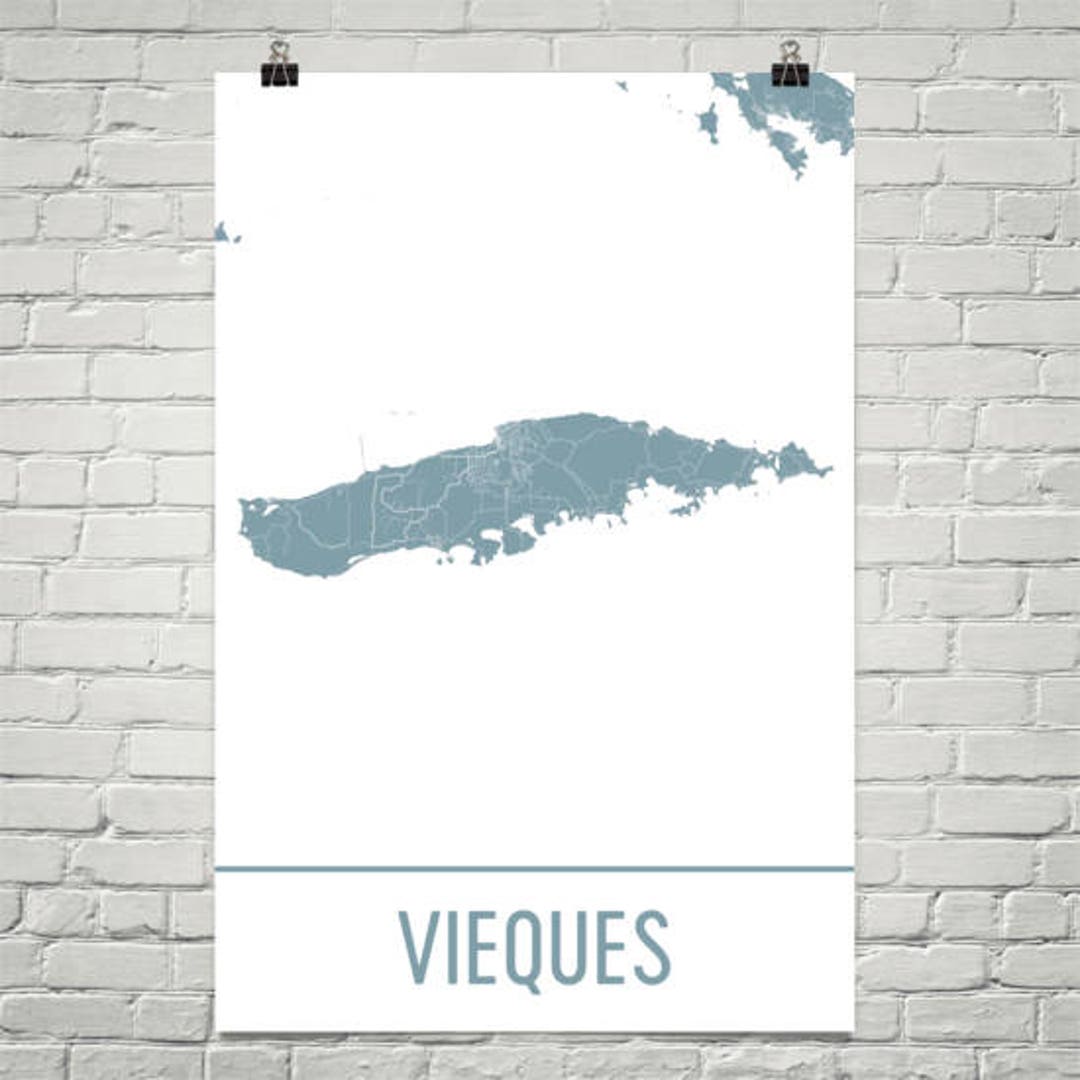 Vieques Puerto Rico Map Art Print, City Street Map - Etsy