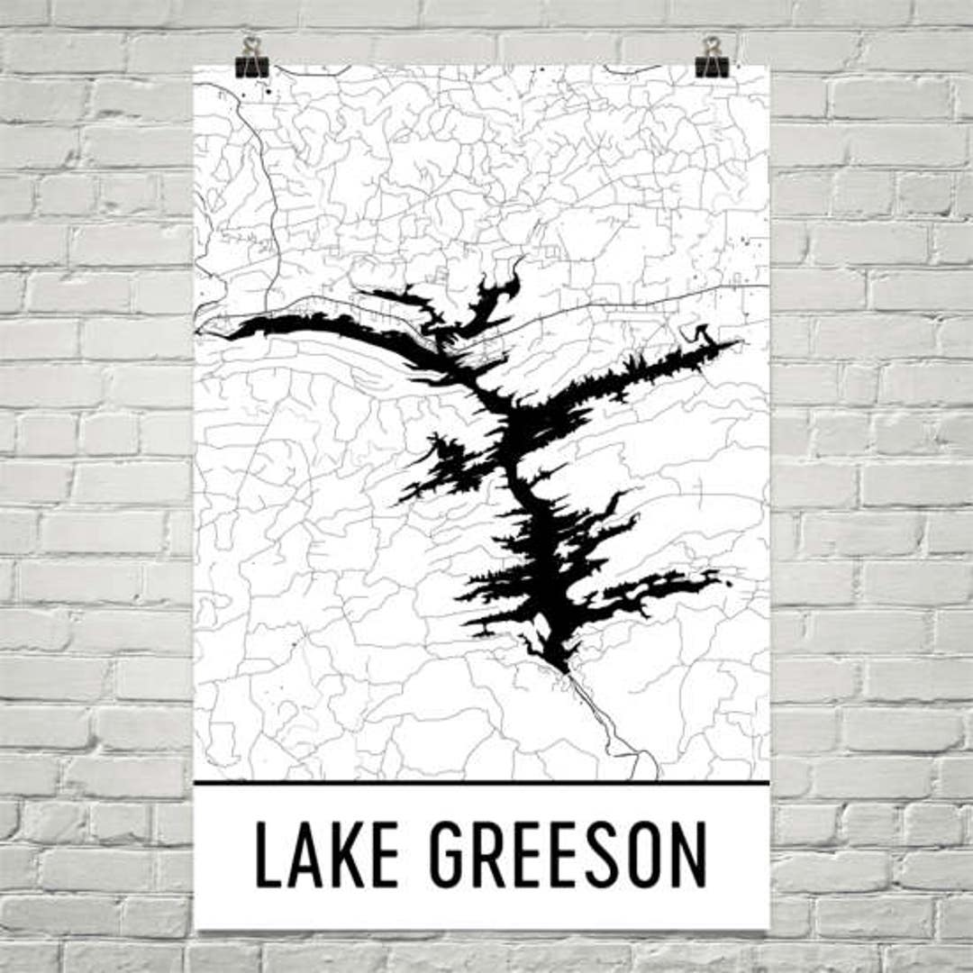 Lake Greeson Arkansas Map Art: Modern Cottage Decor - Etsy