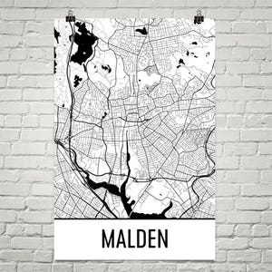 Malden MA Map, Malden Massachusetts Art, Malden Print, Malden Poster ...
