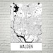 Malden MA Map, Malden Massachusetts Art, Malden Print, Malden Poster ...