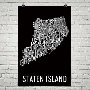 Staten Island Typography Neighborhood Map Art City Print, Staten Island ...