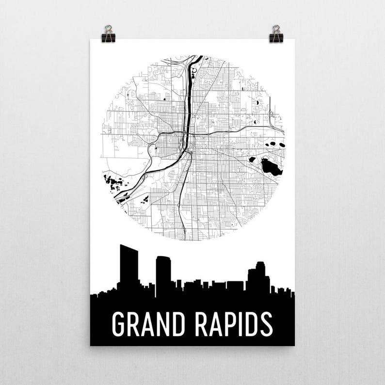 Grand Rapids Skyline Grand Rapids Map Grand Rapids Skyline | Etsy