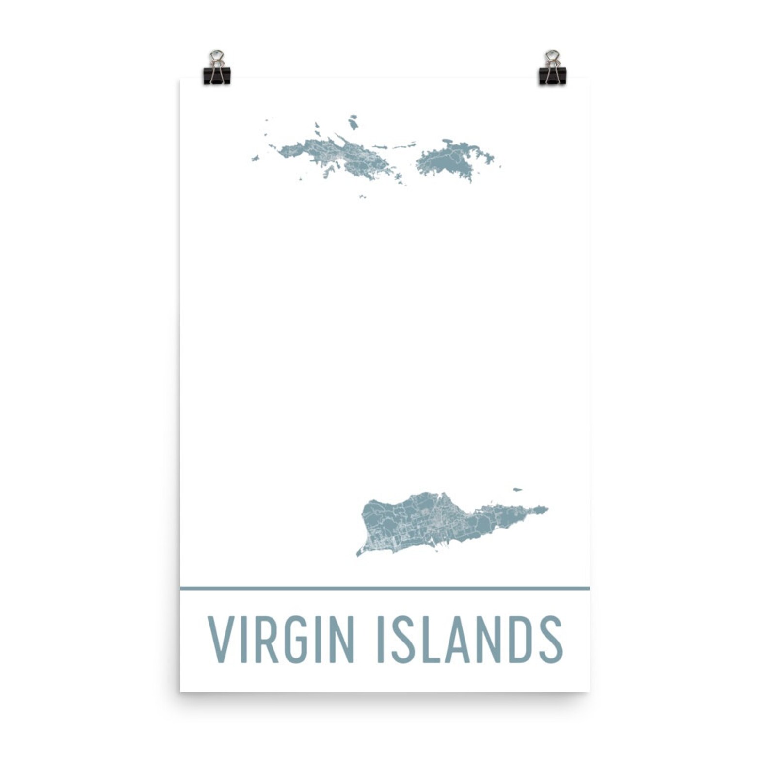 US Virgin Islands Map Art Print Virgin Islands Art Poster | Etsy