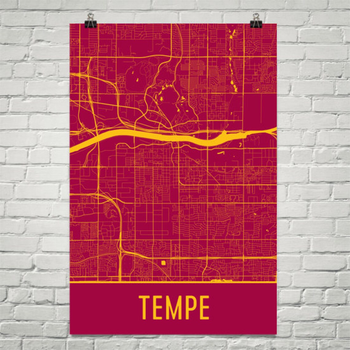 Tempe Map Tempe Art Tempe AZ Print Tempe AZ Poster Tempe | Etsy