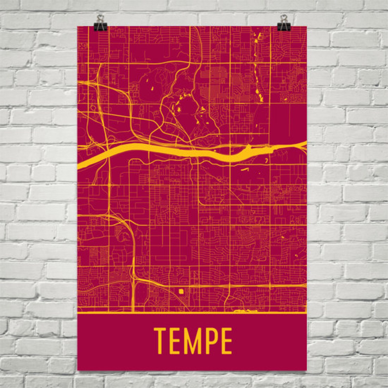 Tempe Map Tempe Art Tempe AZ Print Tempe AZ Poster Tempe - Etsy