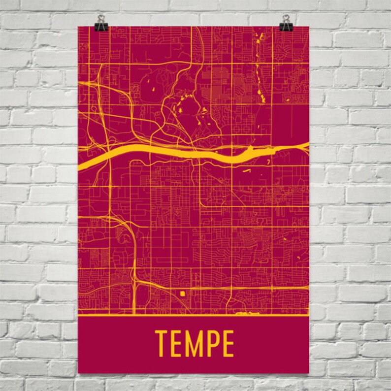 Tempe Map Tempe Art Tempe AZ Print Tempe AZ Poster Tempe | Etsy