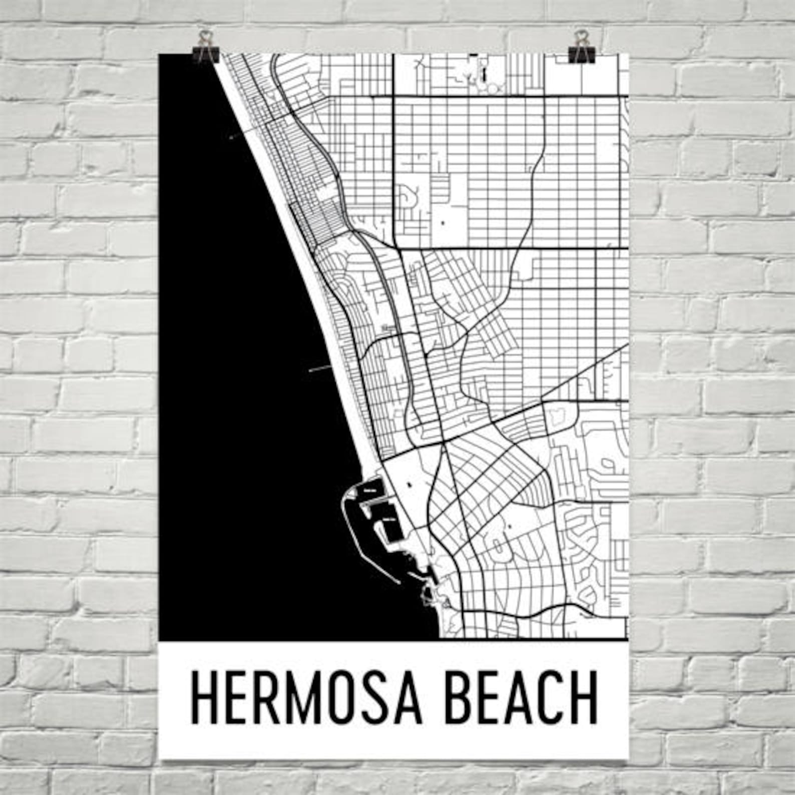 Hermosa Beach CA Map Hermosa Beach Art Hermosa Beach Print - Etsy