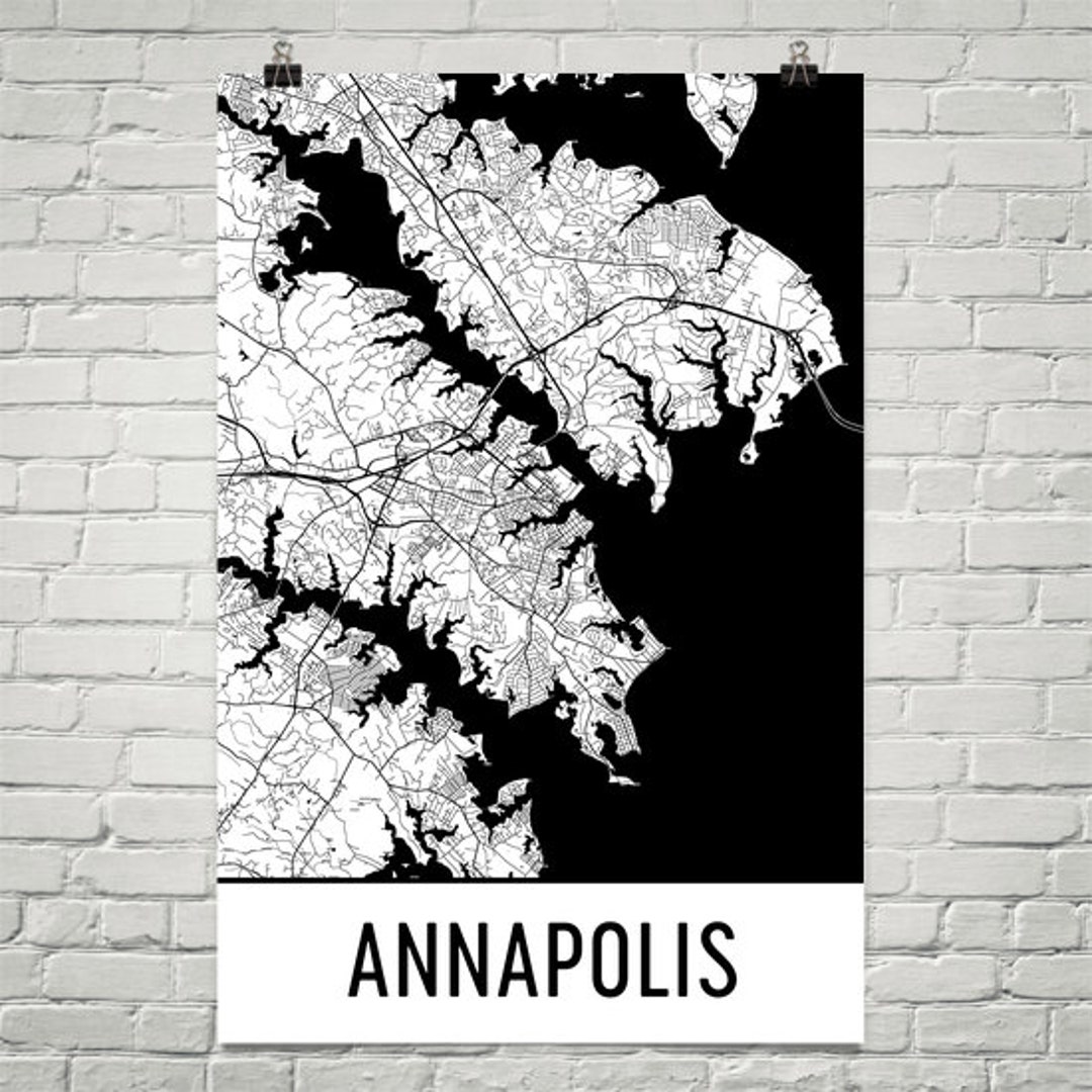 Annapolis Map, Annapolis Art, Annapolis MD Print, Annapolis Wall Art ...