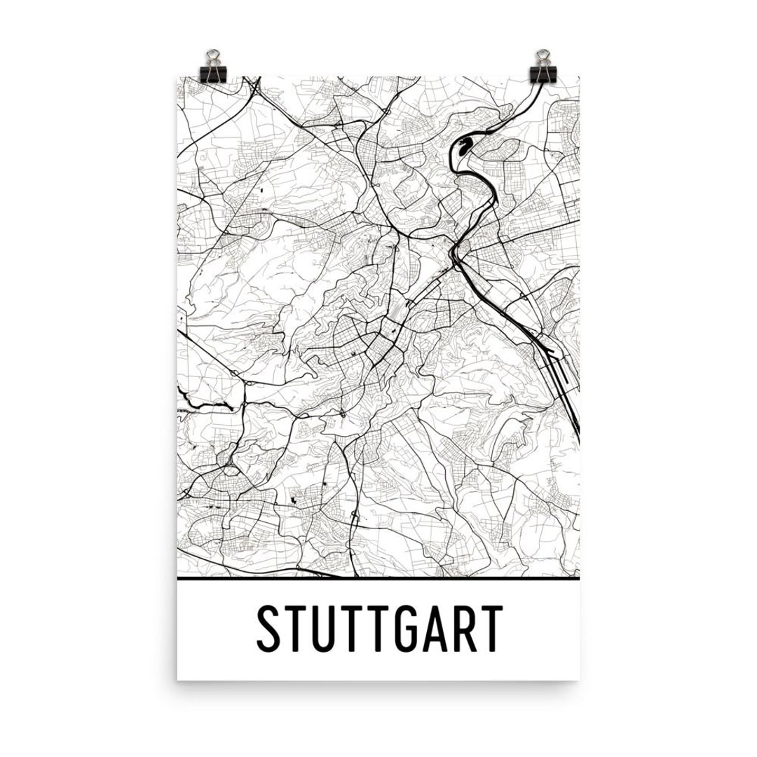 Stuttgart Germany Map Art Print: Modern City Street Design - Etsy