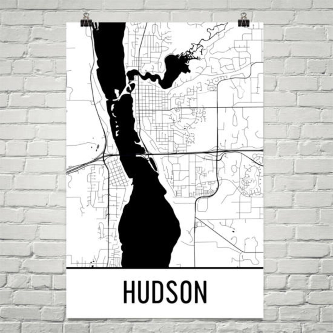 Hudson Map, Hudson Art, Hudson Print, Hudson WI Poster, Hudson Wall Art ...
