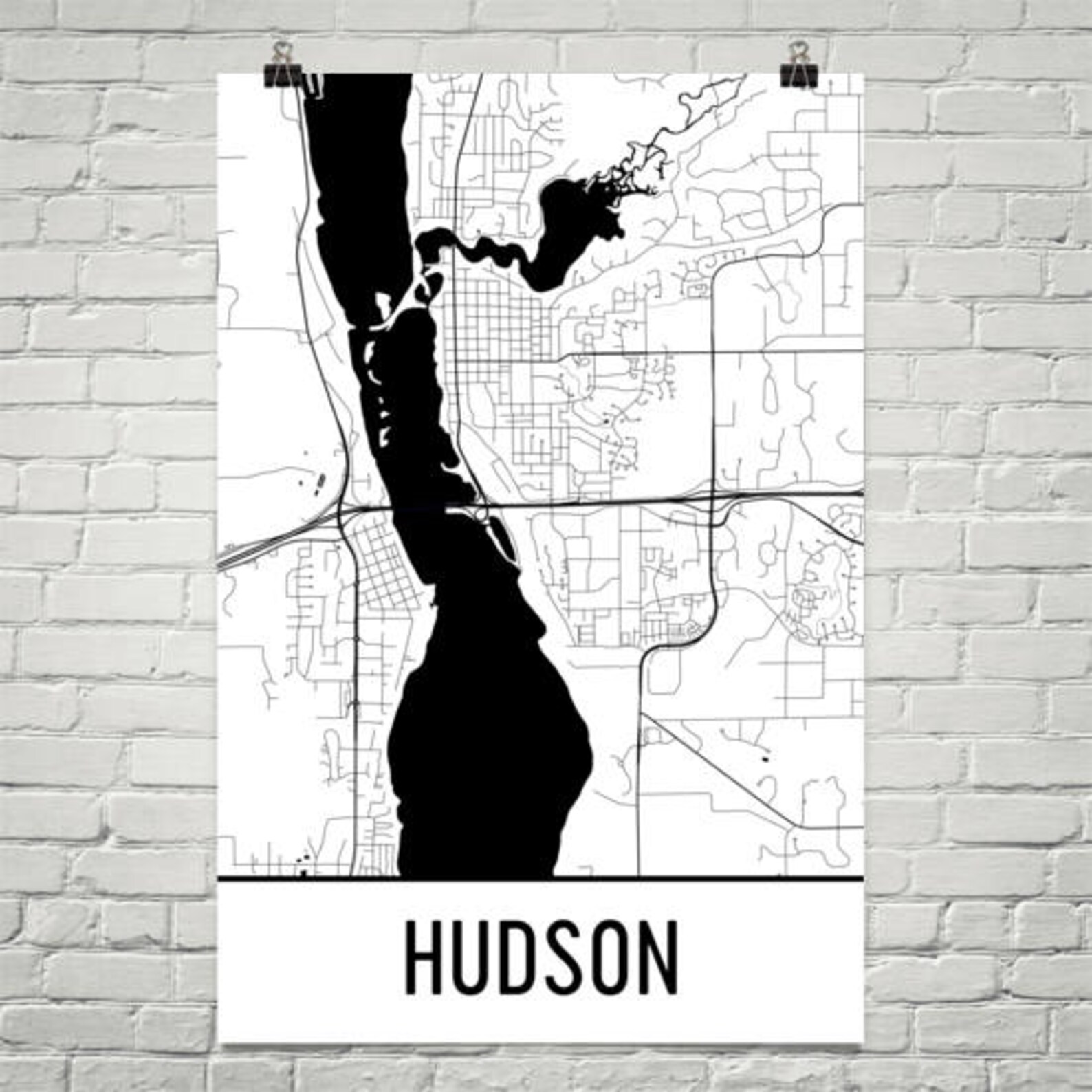 Hudson Map Hudson Art Hudson Print Hudson WI Poster Hudson | Etsy