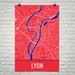 Lyon Map, Lyon Art, Lyon Print, Lyon France Art Poster, Lyon Wall Art ...