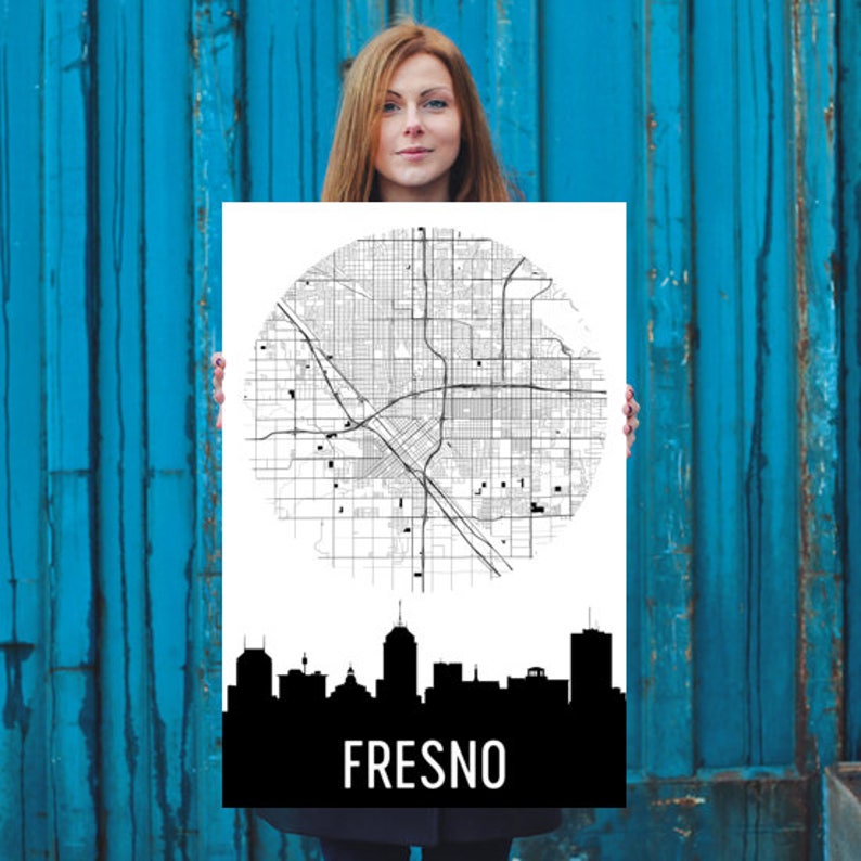 Fresno Skyline Fresno Map Fresno Skyline Art Fresno Canvas - Etsy