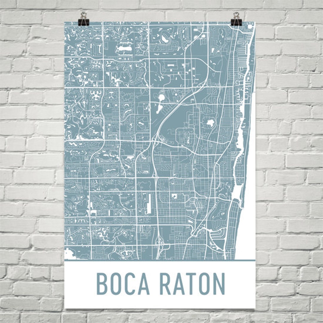 Boca Raton Map, Boca Raton Art, Boca Raton Print, Boca Raton FL Poster ...