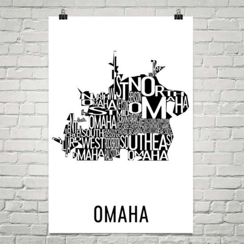 Omaha Neighborhood Typography Map Art Print - Etsy