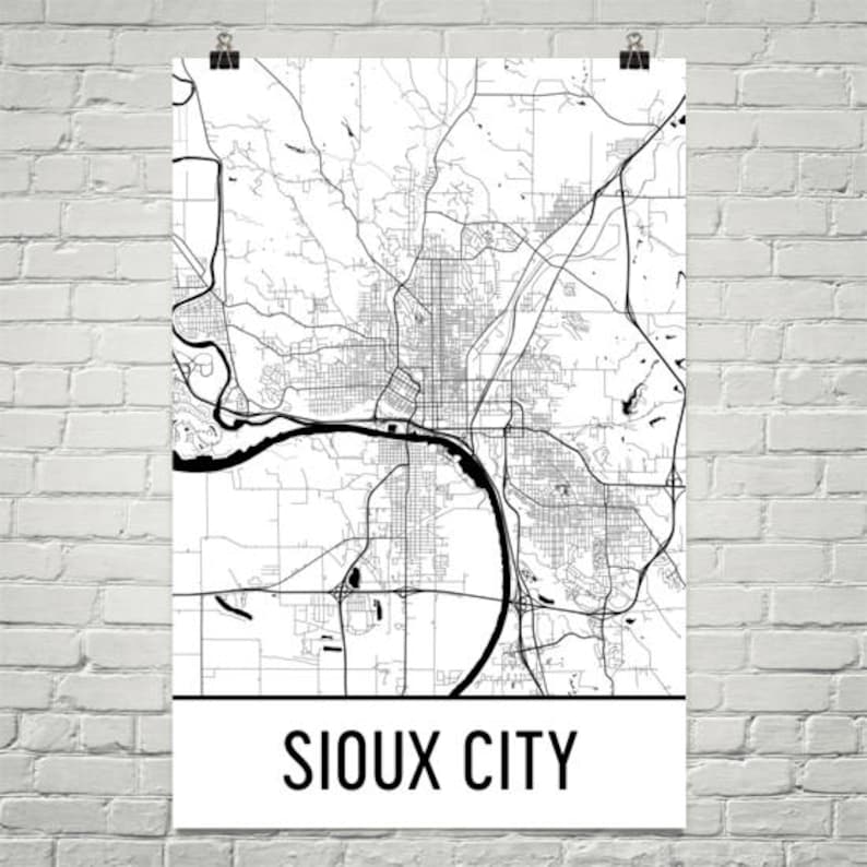 Sioux City Map Sioux City Art Sioux City Print Sioux City - Etsy