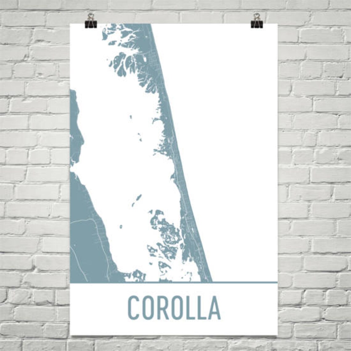 Corolla Map, Corolla Art, Corolla Print, Corolla NC Poster, Outer Banks ...